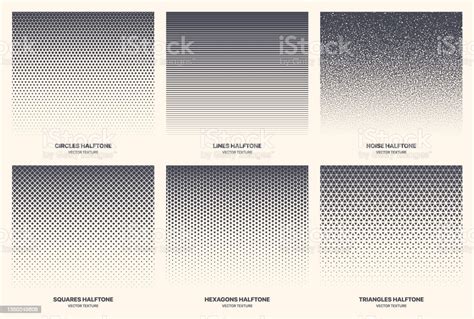 Different Variations Halftone Border Texture Vector Abstract Geometric Pattern Stock