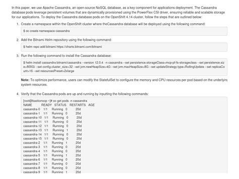 steps to deploy cassandra database dell apex cloud platform for red