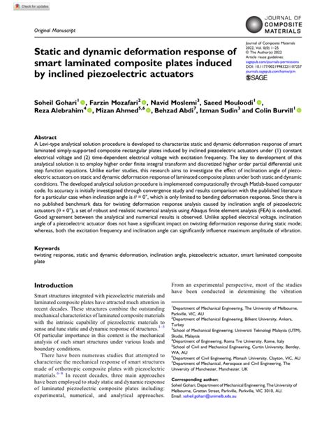 static and dynamic deformation response of smart laminated composite