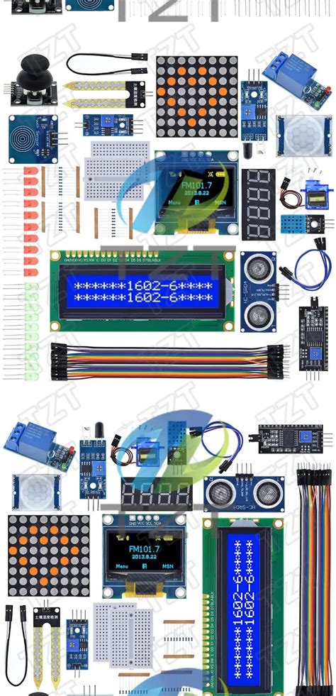 kit de módulo sensor tzt uno r3 con pantalla lcd oled 1602 de 0 96 relé servomotor dht11