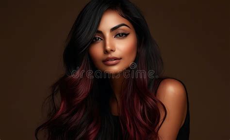 Stunning Indian Woman With Ombre Hair In Studio Portrait For Beauty And