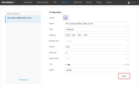 Using Magewell Pro Convert Aes67 To Encode And Transmit Aes67 Streams