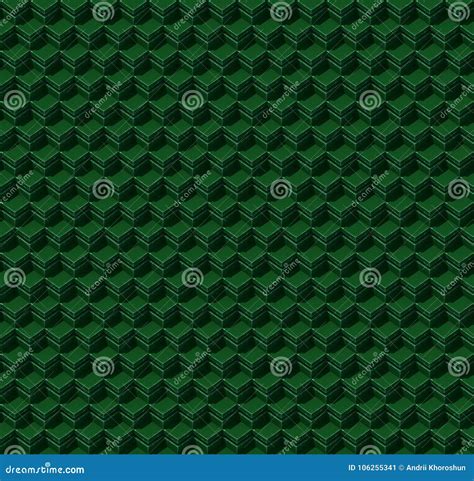 Abstract Green Cubes Seamless Pattern Background 3d Stock