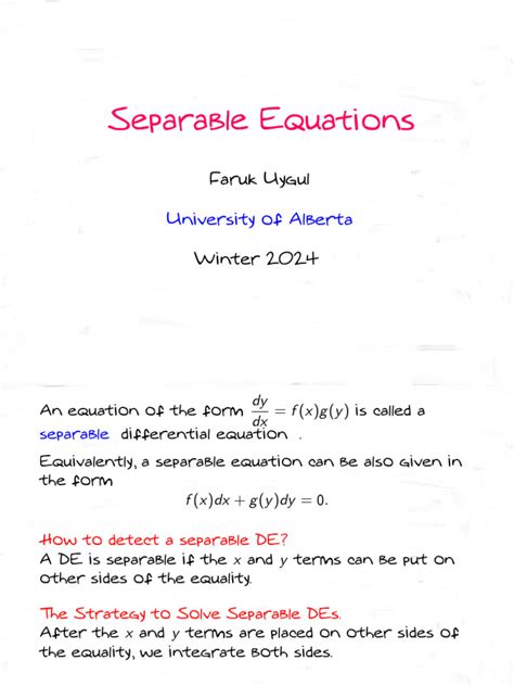 Section 9 3 Separable Equations Pdf