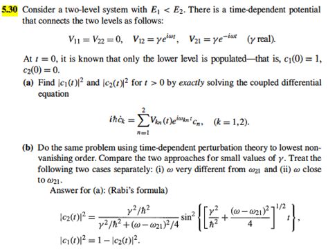 Solved Consider A Two Level System With E