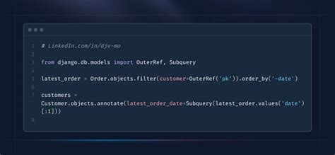 mohamed ali on linkedin python django outerref subquery orm