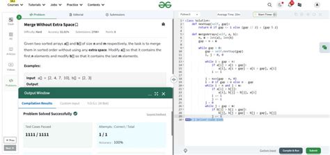 Ainsley Antony On Linkedin Dsa Geeksforgeeks Mergesortedarrays Gapalgorithm Problemsolving