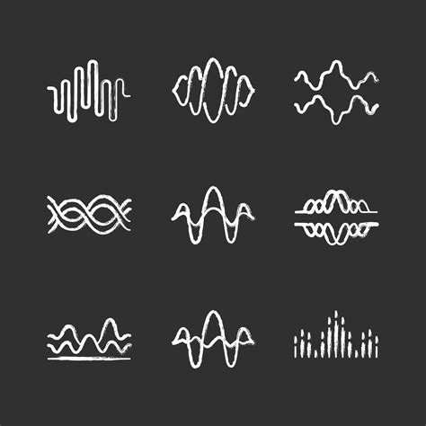 Sound And Audio Waves Chalk Icons Set Voice Recording Radio Signal Waveforms Digital