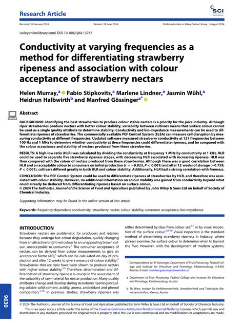 Pdf Conductivity At Varying Frequencies As A Method For Differentiating Strawberry Ripeness