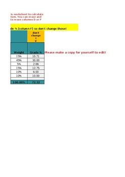 Free Grade Calculator Points Percentage Weight And Total By Onderwyser