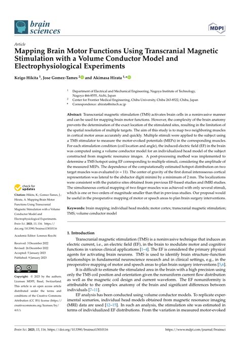 Pdf Mapping Brain Motor Functions Using Transcranial Magnetic
