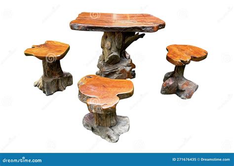Isolated Wooden Root Table With Clipping Path Stock Image Image Of Teak Decoration
