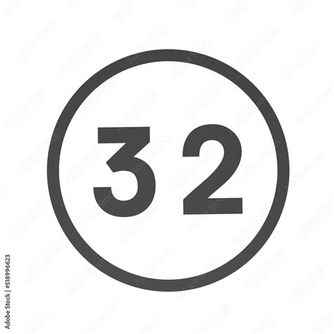 Gray Number 32 In A Circle On A White Background Numbers And Numbers Numbering Rendering An