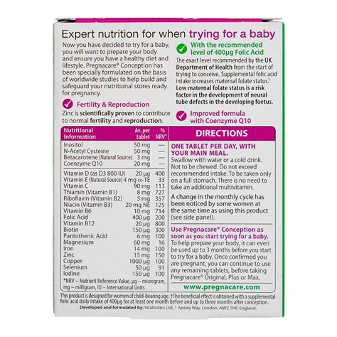 Purchase Pregnacare Conception Tablets 30 Pack Online At Best Price In