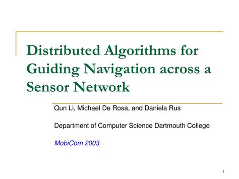 Ppt Distributed Algorithms For Guiding Navigation Across A Sensor