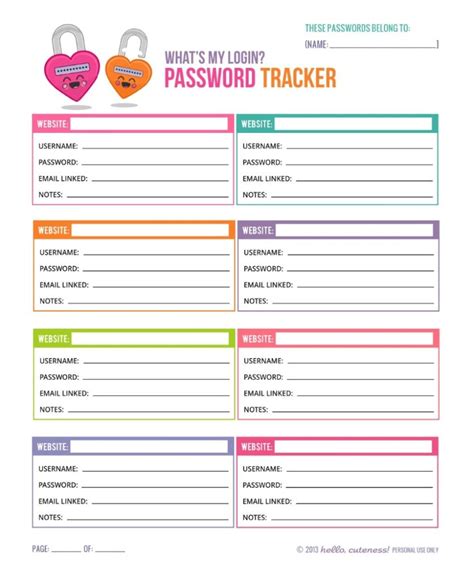 Password Log Template Free Log Templates