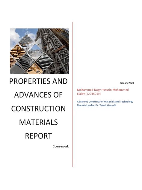 Advanced Construction Materials And Technology Coursework Pdf Young