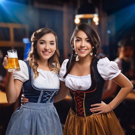 Gorgeous Oktoberfest Maids With Beer Premium Ai Generated Image