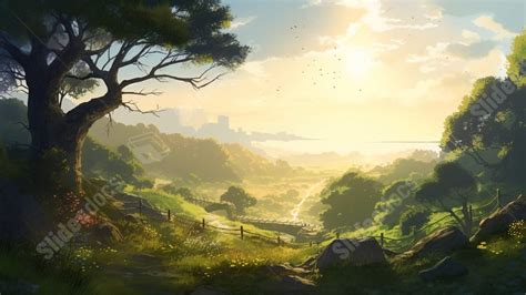 Landscape Tree Grass Evening Grass Powerpoint Background For Free Download Slidesdocs