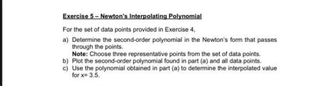 solved exercise 5 newton s interpolating polynomial for