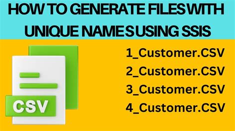 96 How To Generate Files With Unique Name In Ssis Youtube