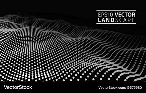 3d Glowing Abstract Digital Wave Particles Vector Image