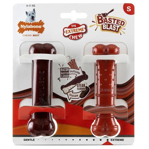 Nylabone Small Bacon And Steak Extreme Chew Basted Bone Twin Pack Old