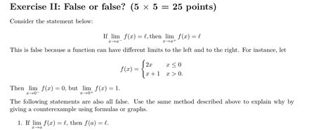 Solved Exercise II False Or False 55 25 Points Chegg Com
