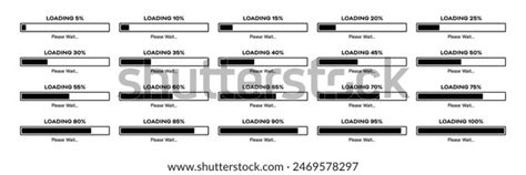 Loading Please Wait Progress Bar Set Stock Vector Royalty Free
