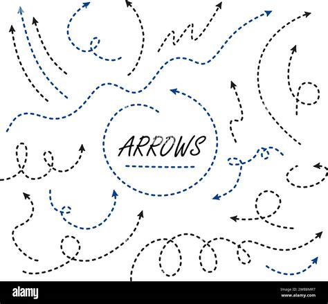 Big Set Arrows And Directions Signs Thin Dash Line With Arrow Dotted
