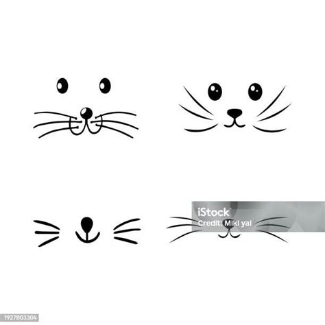 토끼 코 아이콘 미니멀리스트 검은 벡터 일러스트 레이 션 고양이 새끼에 대한 스톡 벡터 아트 및 기타 이미지 고양이 새끼