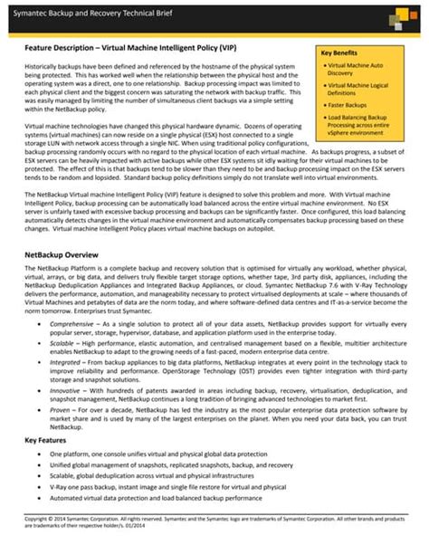 Technical Brief Netbackup 7 6 Vmware Virtual Machine Intelligent Policy Pdf