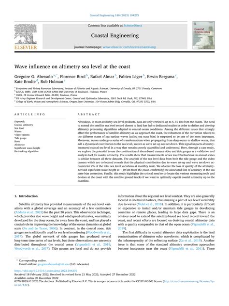 Pdf Wave Influence On Altimetry Sea Level At The Coast