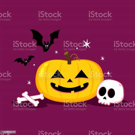 귀여운 호박과 함께 해피 할로윈 인사말 카드 휴일 만화 캐릭터입니다 할로윈 호박 머리 벡터입니다 10월에 대한 스톡 벡터 아트 및 기타 이미지 Istock