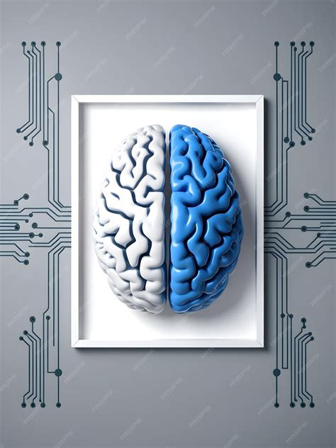 3d Ai Driven Digital Brain Frame Concept As A Minimalistic Border Frame With Brainwave And