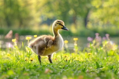 One Small Yellow Goose Stock Illustration Illustration Of Field