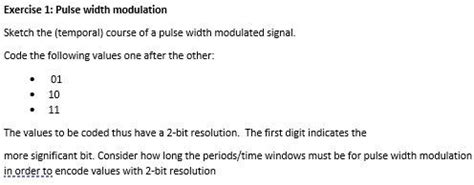 Solved Exercise Pulse Width Modulation Sketch The Chegg