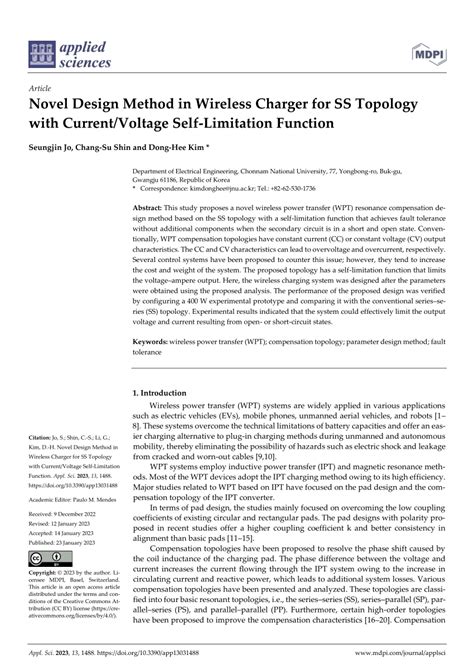 Pdf Novel Design Method In Wireless Charger For Ss Topology With Currentvoltage Self