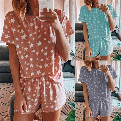 2020 Summer Leisure Digital Printed Star Pajamas Short Slee