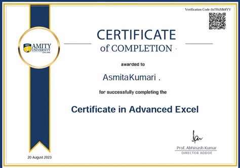 Asmita Kumari On Linkedin Obtained A Certificate Advanced Excel From