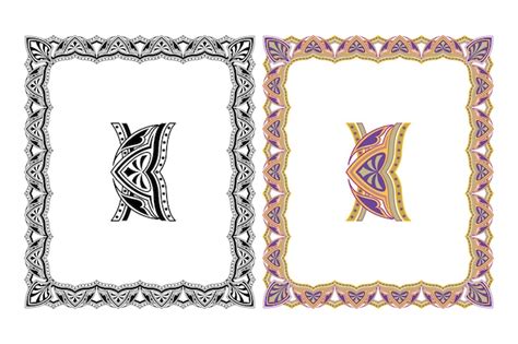 흰색 배경에 고립 된 벡터 일러스트 레이 션 설정 빈티지 전통적인 현실적인 프레임 프리미엄 벡터