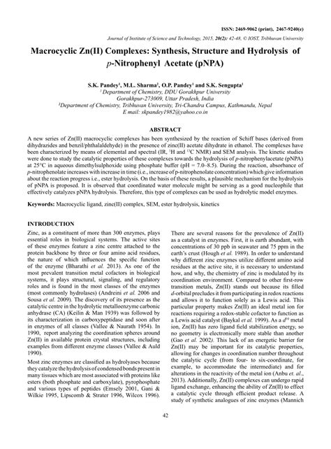 Pdf Macrocyclic Znii Complexes Synthesis Structure And Hydrolysis Of P Nitrophenyl Acetate