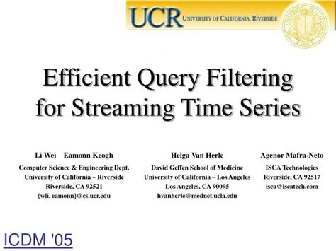 Ppt Efficient Query Filtering For Streaming Time Series Powerpoint