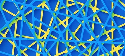 노란색과 파란색 줄무늬가 얽힌 웹으로 3d 사실적인 배경을 그립니다 종이 컷 스타일의 추상적 배경 종이 접기 기술 벽지 에서 종이 절단 예술 벡터 카드 일러스트레이션 3차원