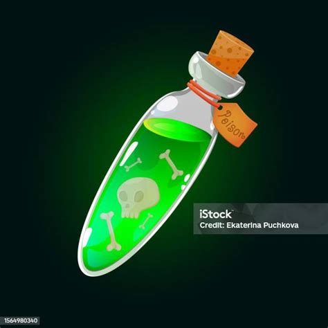 마법의 물약 병에 독 마법의 엘릭서 게임 아이콘 두개골과 뼈 디자인 요소 벡터 그림 건강관리와 의술에 대한 스톡 벡터 아트 및