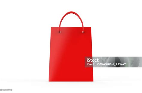 고립 된 흰색 배경에 빨간 쇼핑 종이 가방 모형 템플릿 3d 일러스트 0명에 대한 스톡 사진 및 기타 이미지 0명 가방 공란 Istock