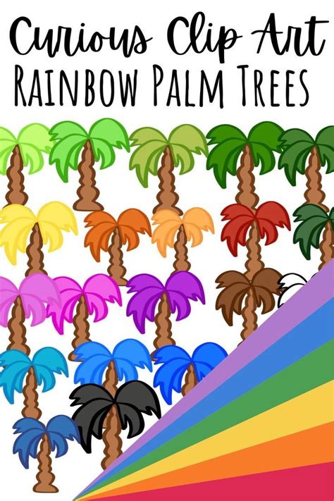 Rainbow Palm Tree Clip Art Set Of 20 Colors For Summer Beach Fun Palm