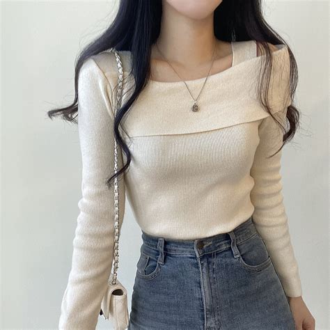 무료배송여리여리~ 제니스언발 오프숄더 베이직 니트 4color