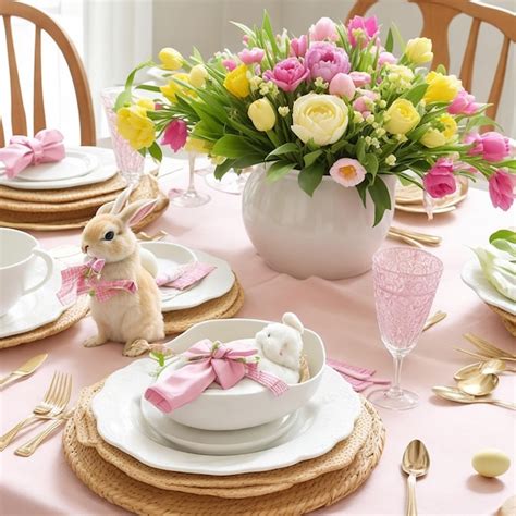 Premium Photo Easter Table Setting