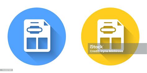 긴 그림자 배경으로 격리 된 화이트 레스토랑 카페 메뉴 아이콘 서클 버튼입니다 벡터 고풍스런에 대한 스톡 벡터 아트 및 기타